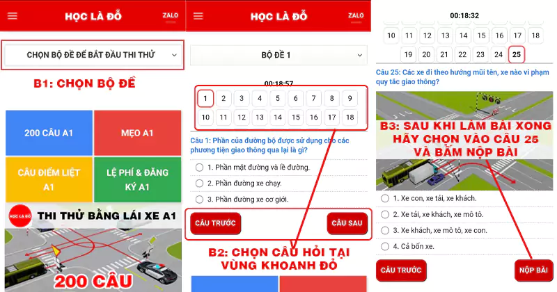 Thi Thử Lý Thuyết Bằng Lái Xe Hạng A1 - 100% Đề Bộ GTVT 2025